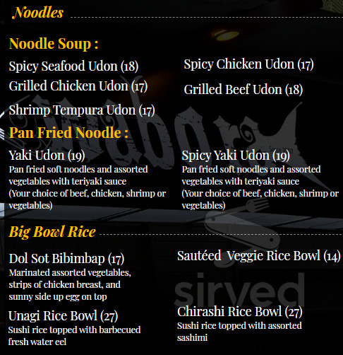 Wabora menu in Bracebridge, Ontario, Canada