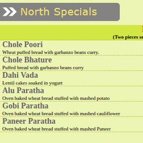 Mayuri Express menu in Houston, Texas, USA