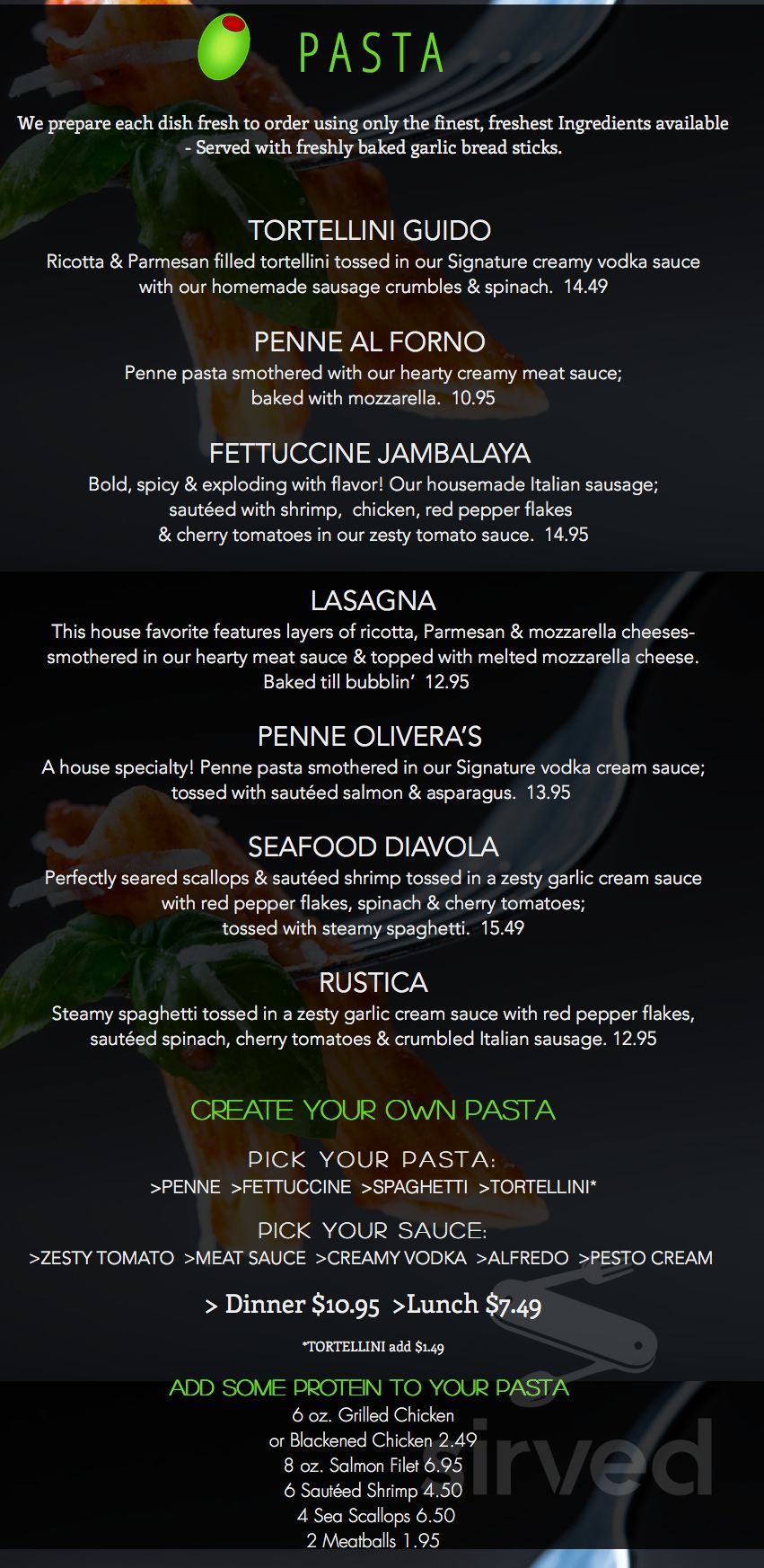 Olivera's Restaurant menu in Portland, Michigan, USA