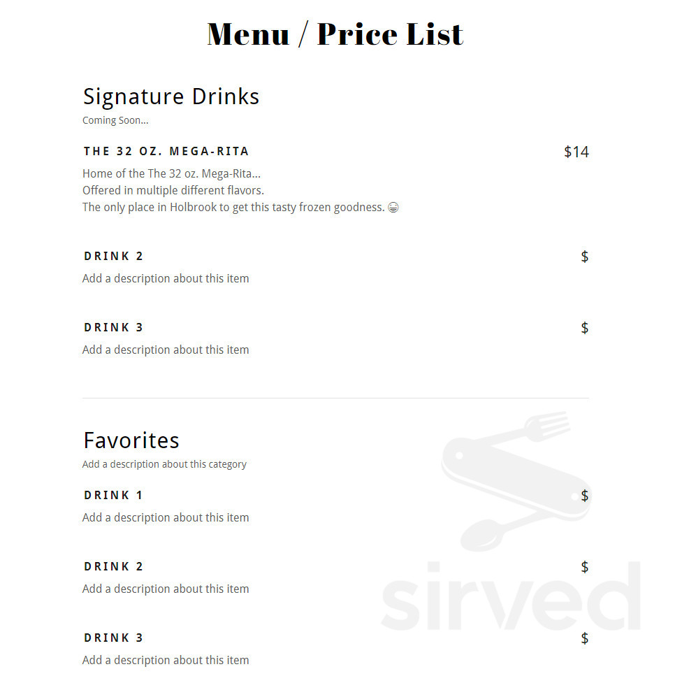 Donahue's Pub menus in Holbrook, Massachusetts, United States