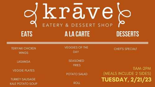 Krave Eatery & Dessert Shop menu in Centerville, Georgia, USA