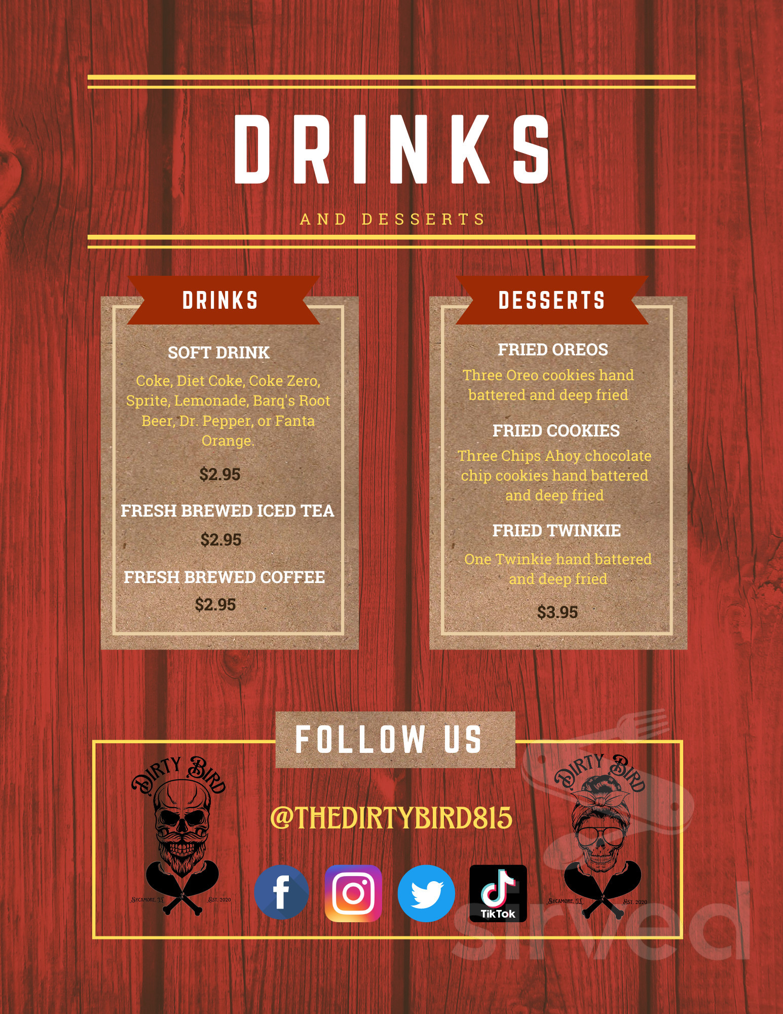 The Dirty Bird - Sycamore menus in Sycamore, Illinois, United States