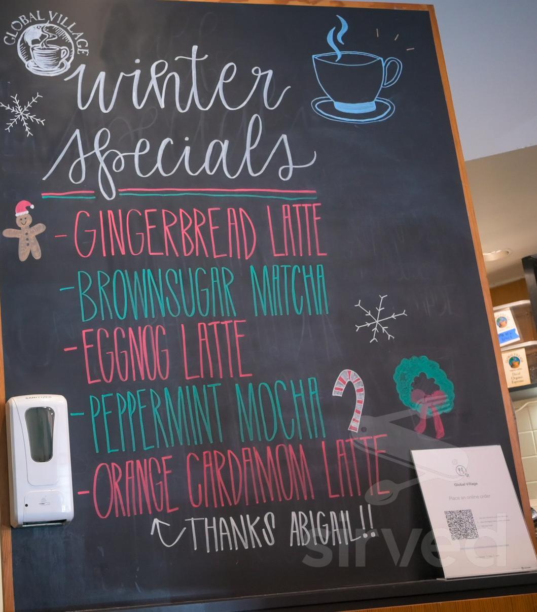 Global Village Organic Coffee menu in Raleigh, North Carolina, USA