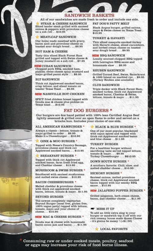 Fat Dog's Grille & Pub menu in Greensboro, North Carolina, USA