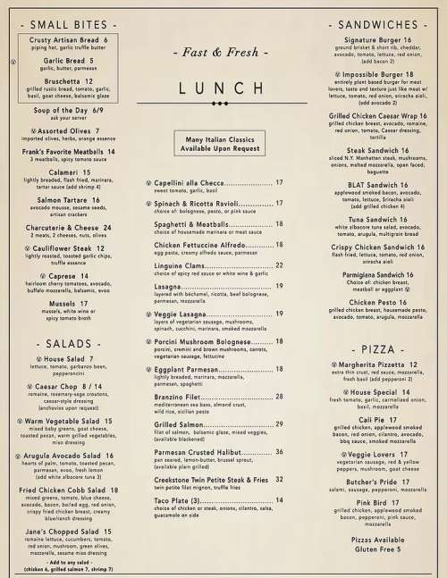 Vitello's Restaurant menu in Studio City, California, USA