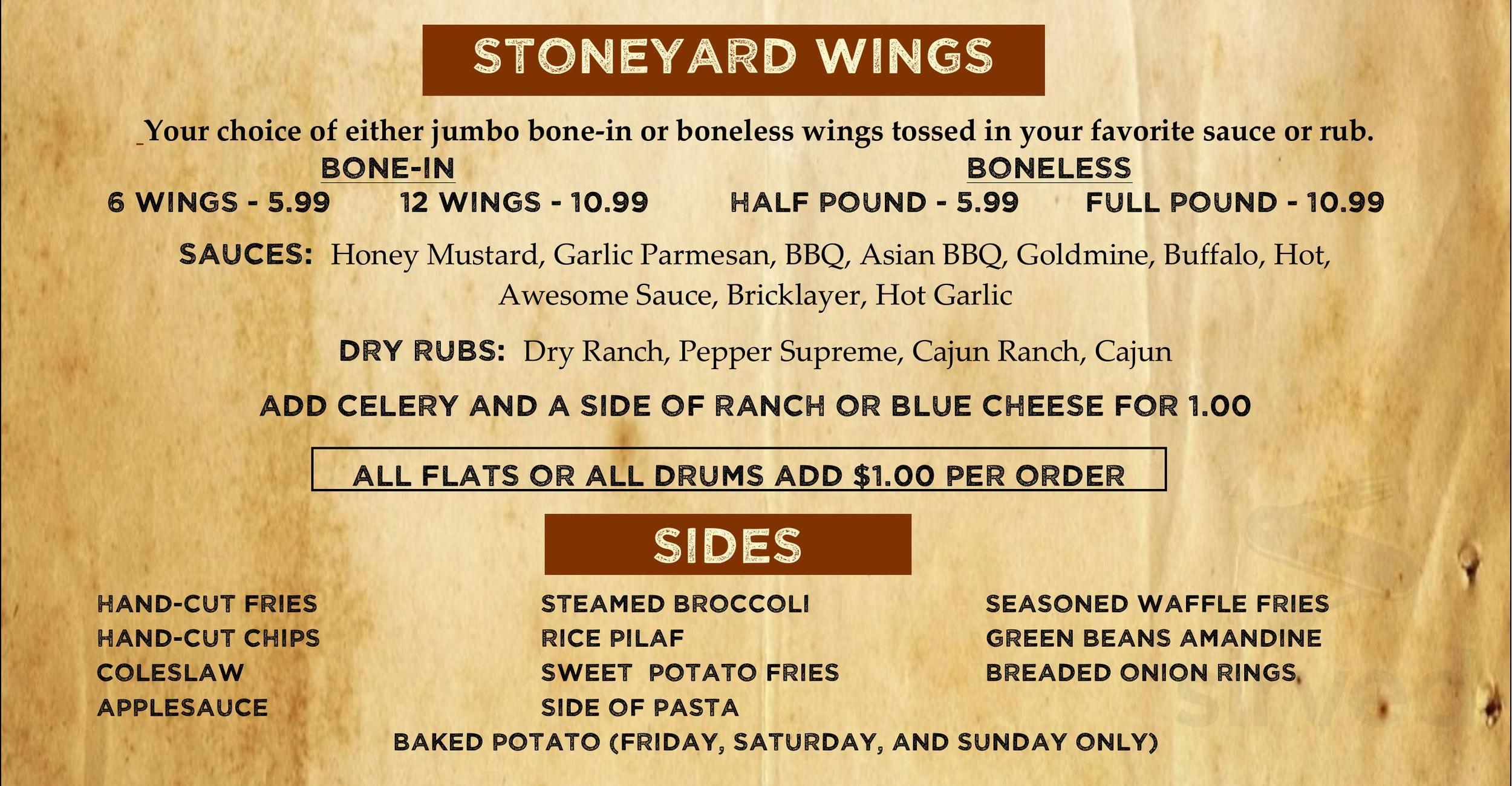 Stoneyard Grill & Tavern menu in Niles, Ohio, USA