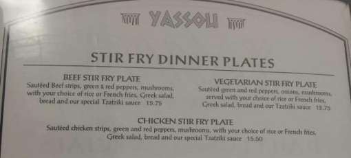 Menu for Yassou Souvlaki & Donair in Fredericton, NB | Sirved