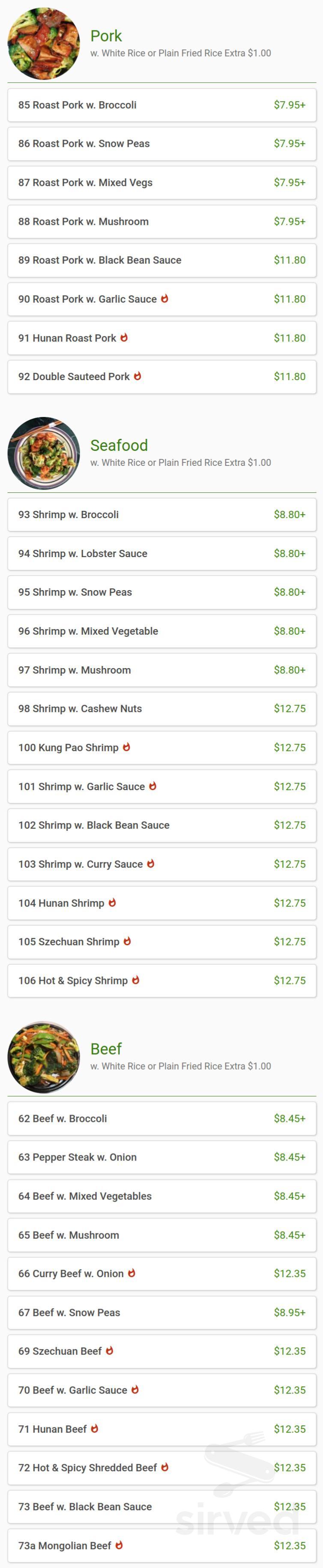 Menu - Cary NC's China King | Sirved