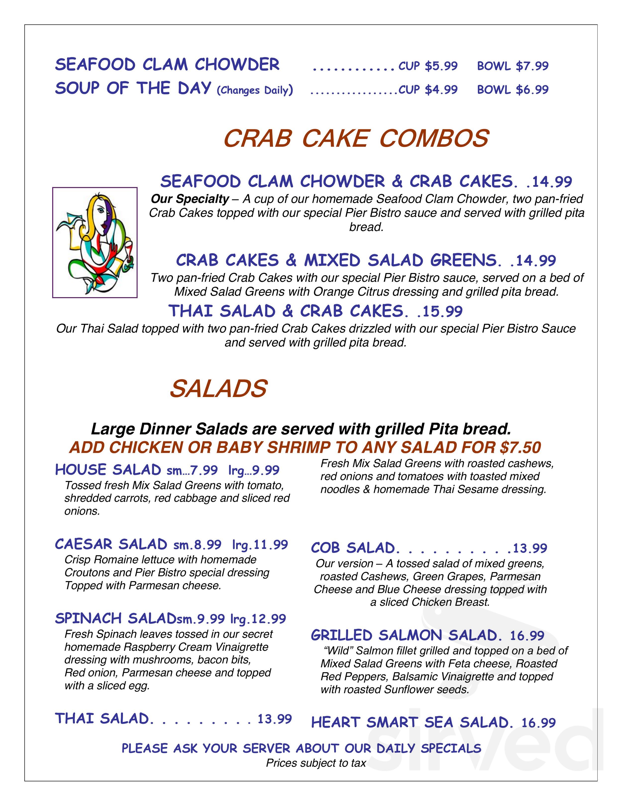 The Pier Bistro menu in Sidney, British Columbia, Canada