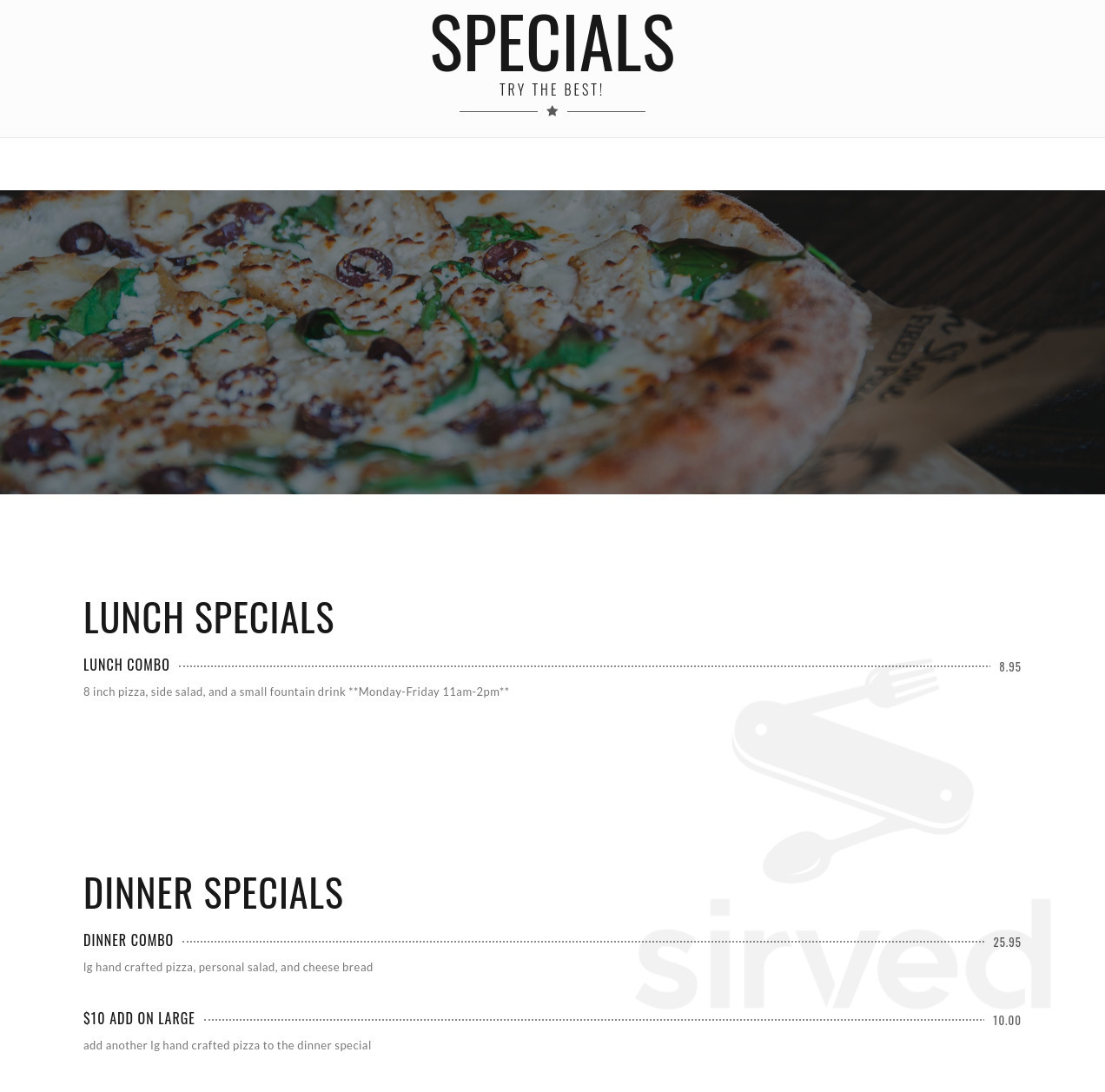 Menu - Brighton MI's Rollin Stone Wood Fired Pizza | Sirved