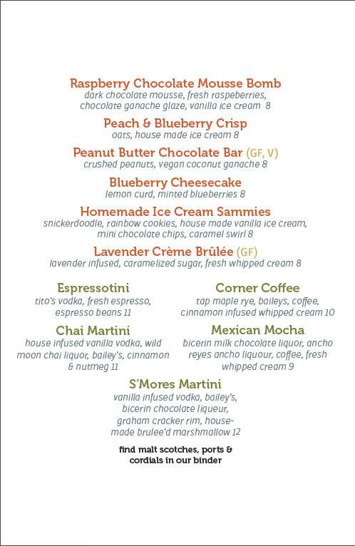 Five Corners Bistro & Craft Bar menu in Farmington, Connecticut, USA
