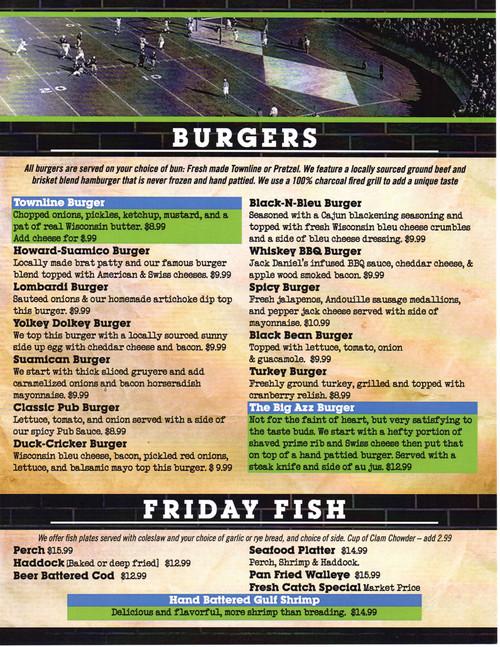 Townline Pub & Grill menu in Green Bay, Wisconsin, USA