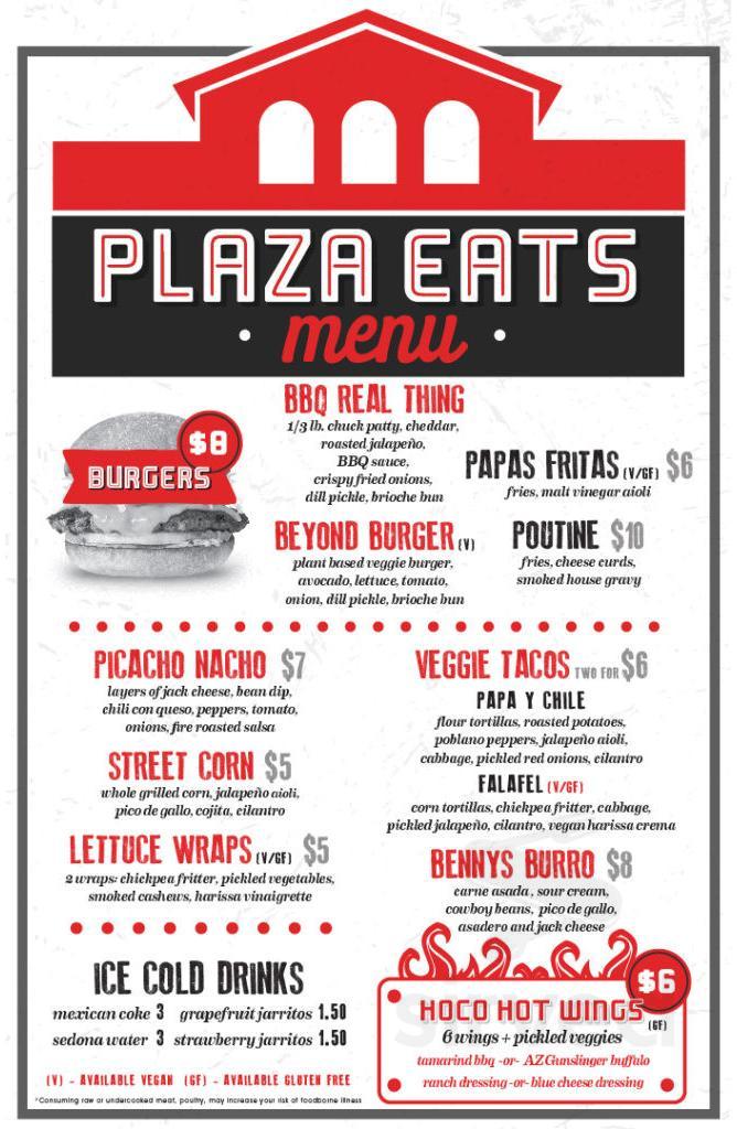 Hotel Congress menu in Tucson, Arizona, USA