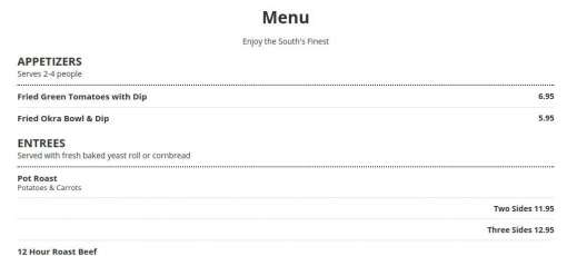 Menu for Walton's Southern Table in Huntsville, AL | Sirved
