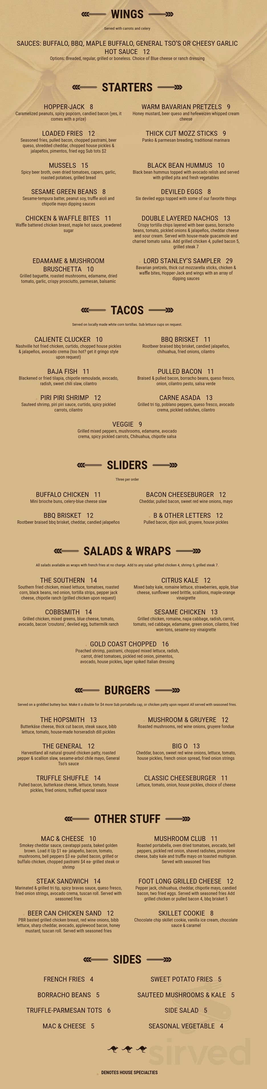 Hopsmith Chicago menu in Chicago, Illinois, USA