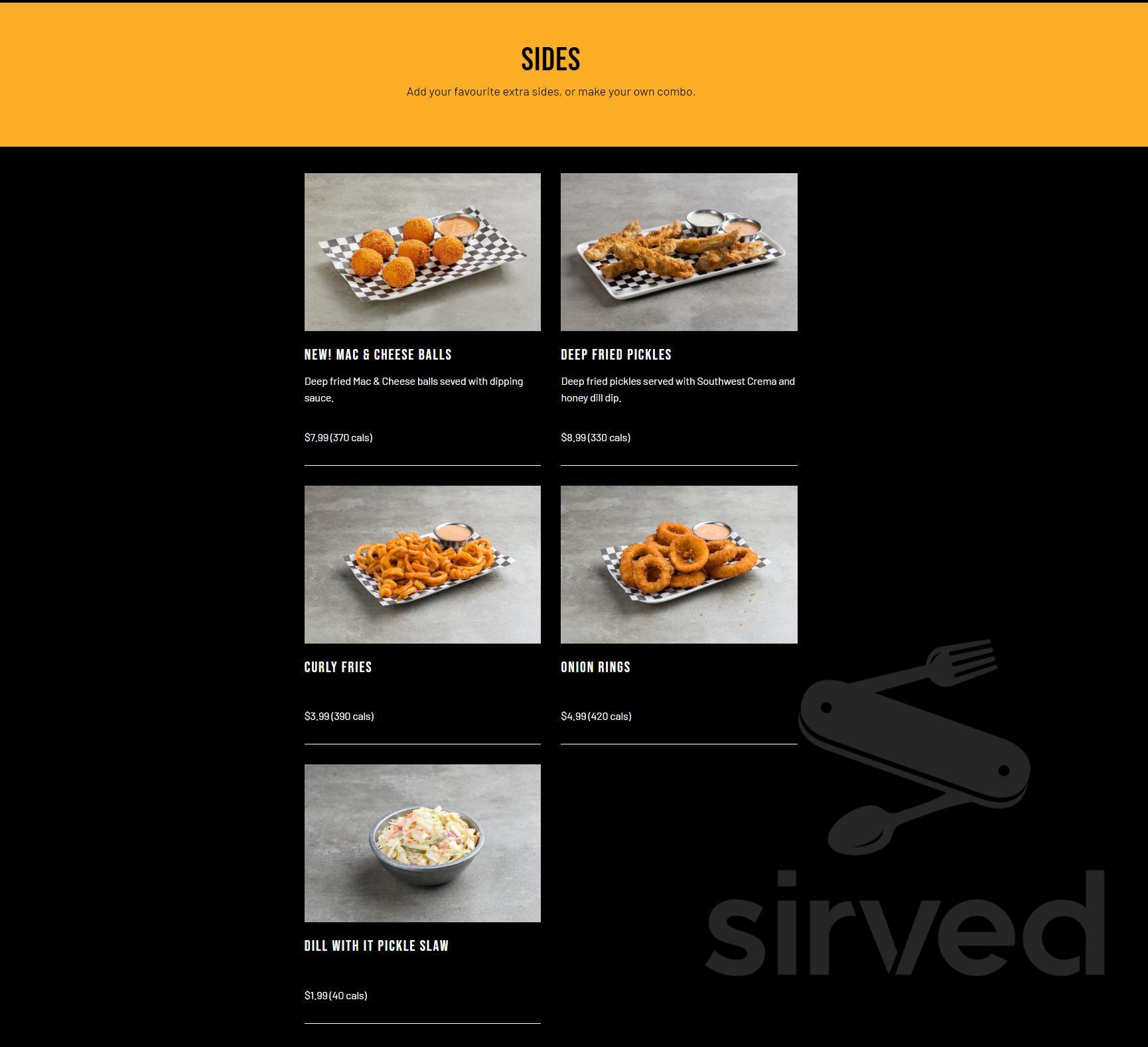 Frankie's Nashville Hot Chicken menu in Orléans, Ontario, Canada