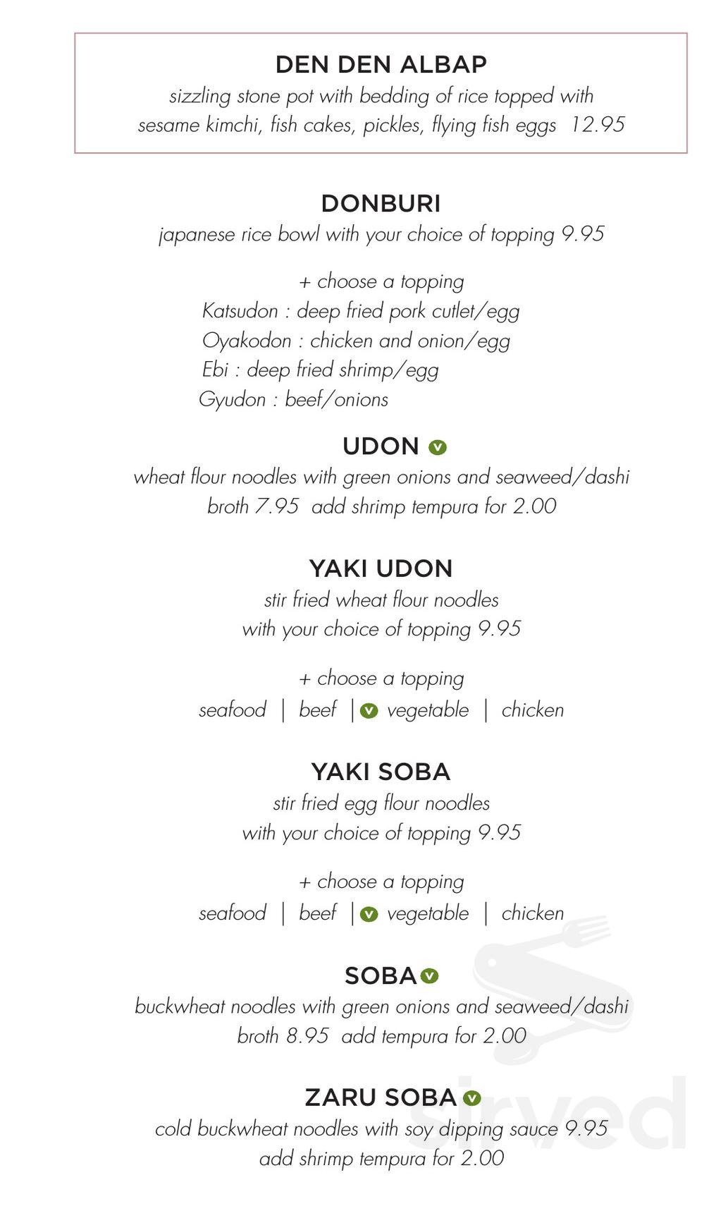 Den Den Café Asiana menu in Providence, Rhode Island, USA