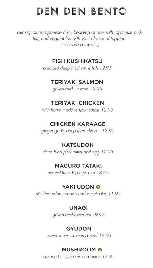 Den Den Café Asiana menu in Providence, Rhode Island, USA