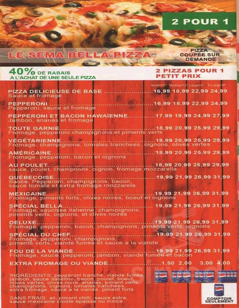 Sema Pizza - Saint-Constant menu in Saint-Constant, Quebec, Canada