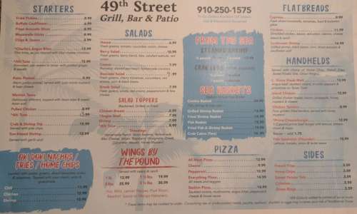 49th Street Bar & Grill menu in Oak Island, North Carolina, USA