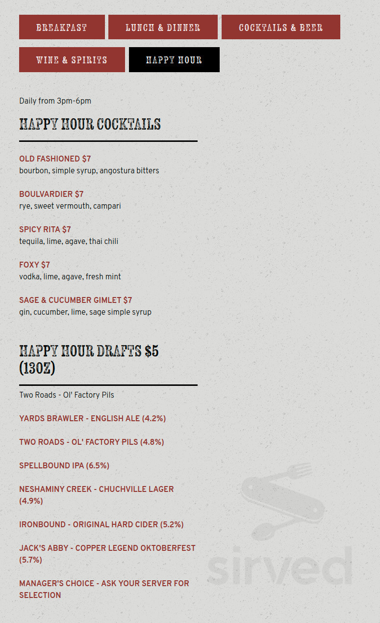Menu for The Dinky Bar & Kitchen in Princeton, NJ | Sirved