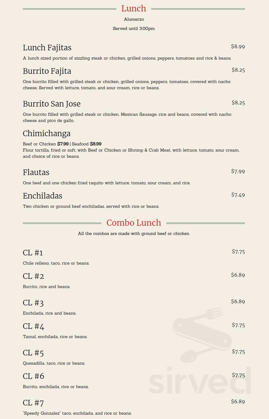 Menu for Don Valerio's Mexican Restaurant in Eastville, Virginia ...
