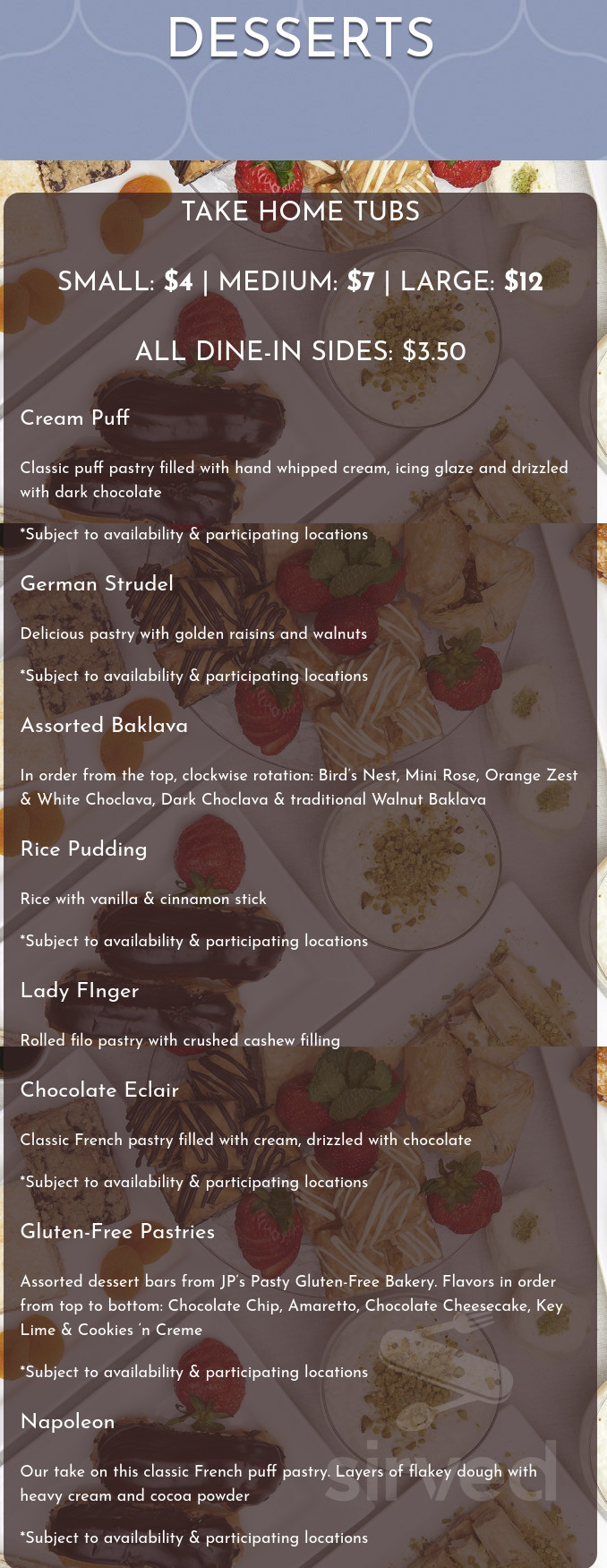 Menu - Raleigh NC's Neomonde Mediterranean Raleigh | Sirved