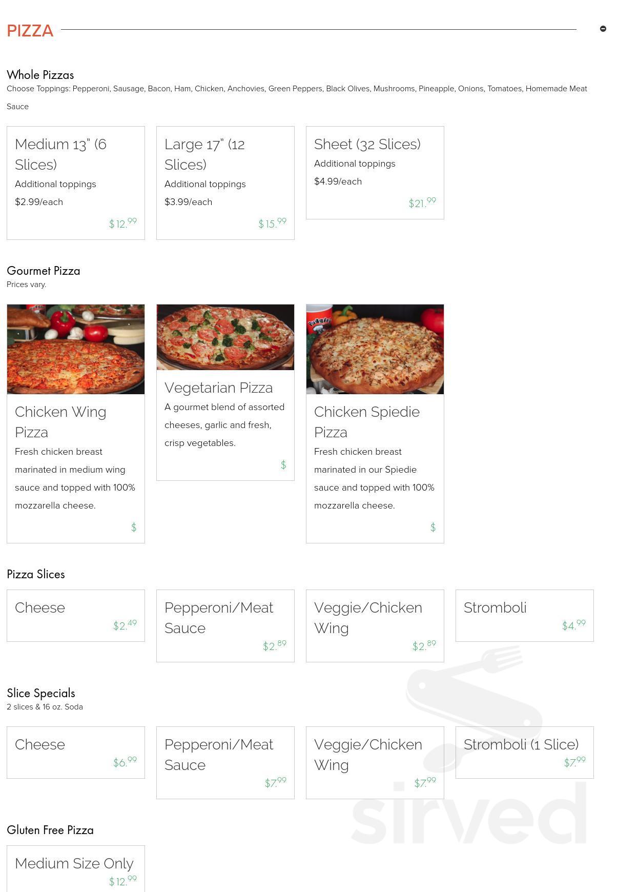 Pudgies Pizza menu in Horseheads, New York, USA