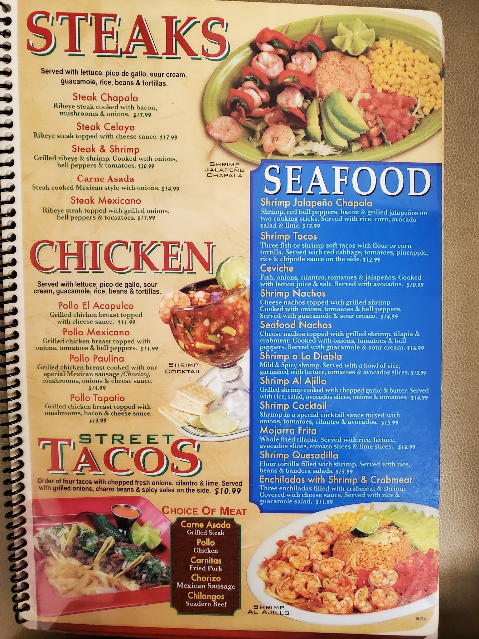Chapala Mexican Grill & Bar menu in Brookeland, Texas, USA