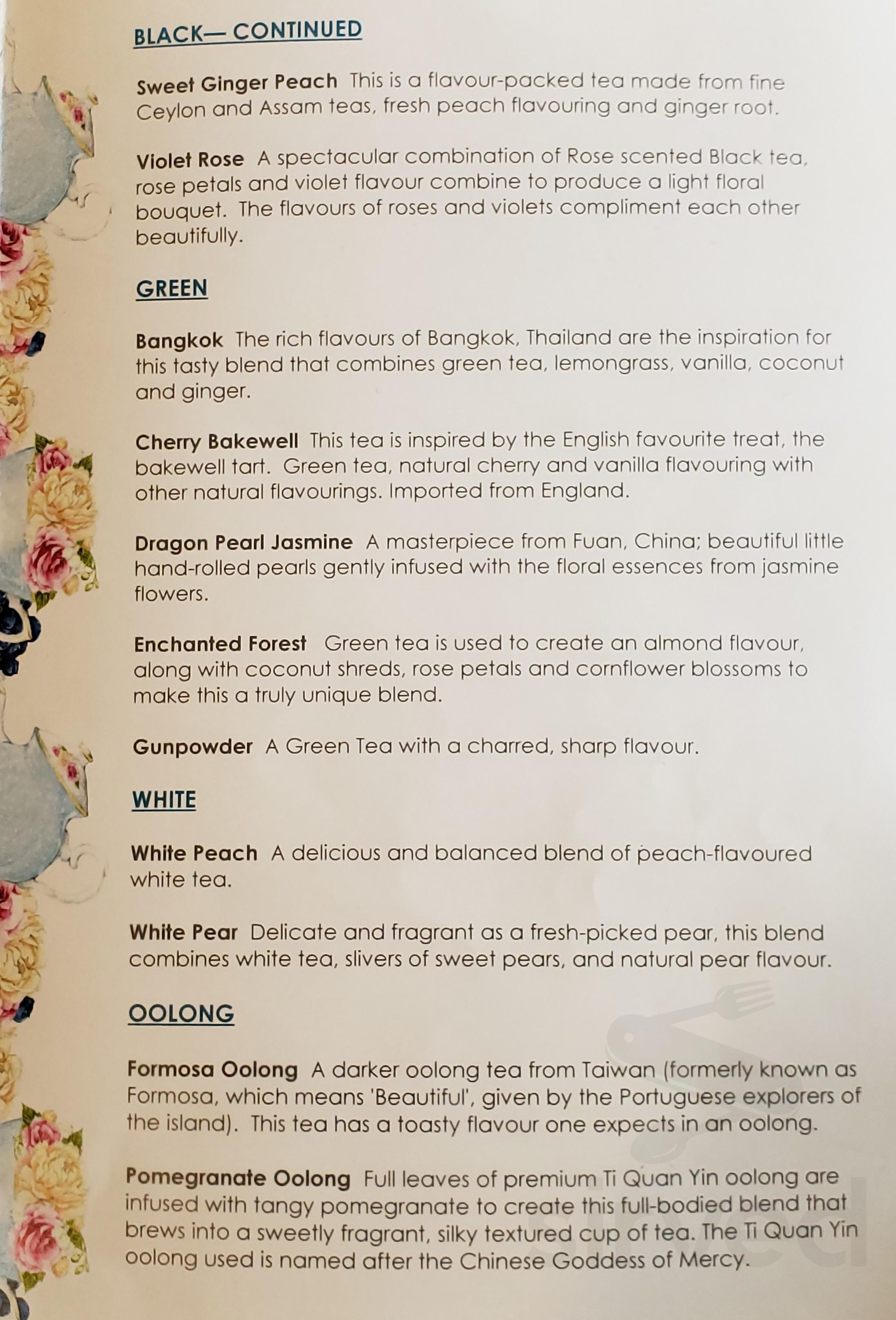 Fancy That menu in Walpole, Massachusetts, USA
