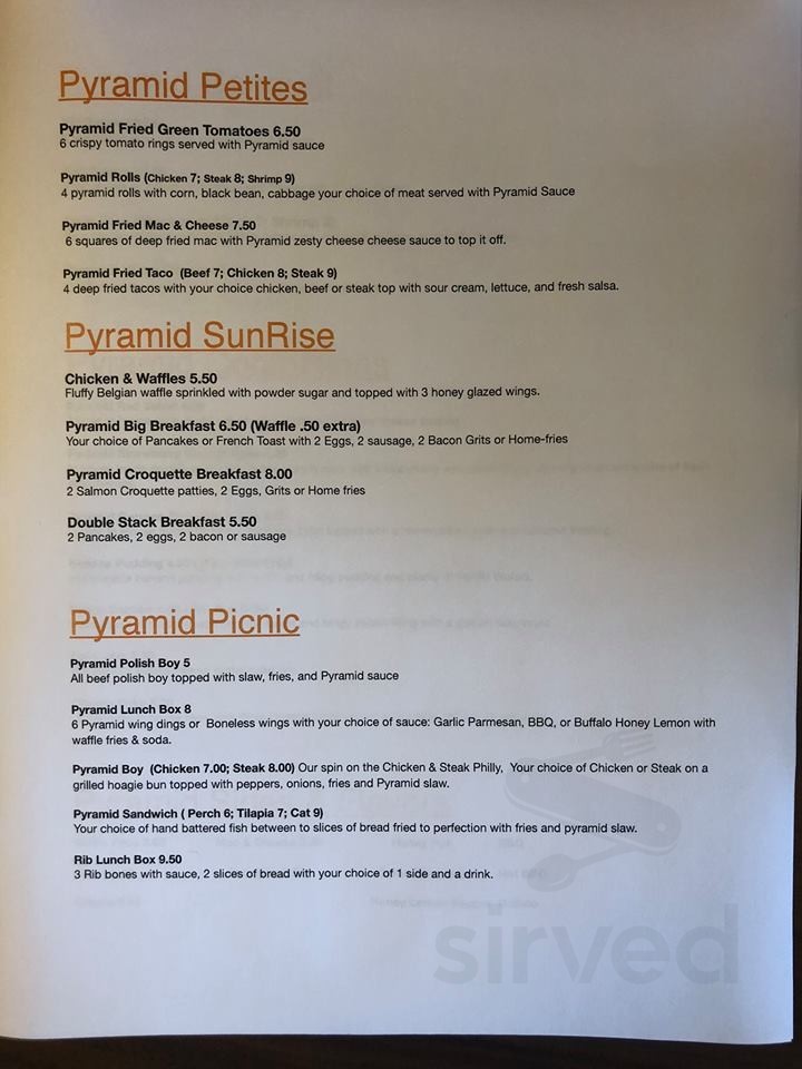 Pyramid Soul Food & Grill menus in Cleveland Heights, Ohio, United States