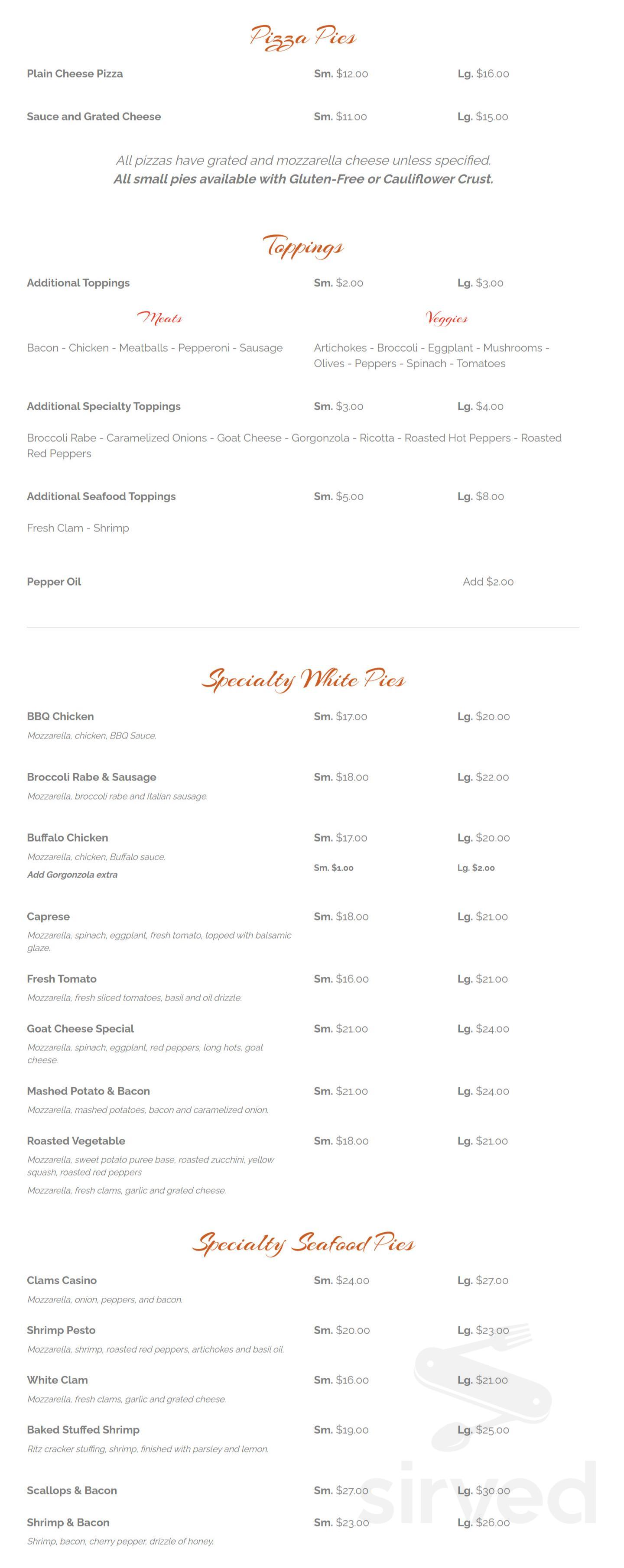 Menu - Thomaston CT's Milestone Wood Fired Pizza | Sirved