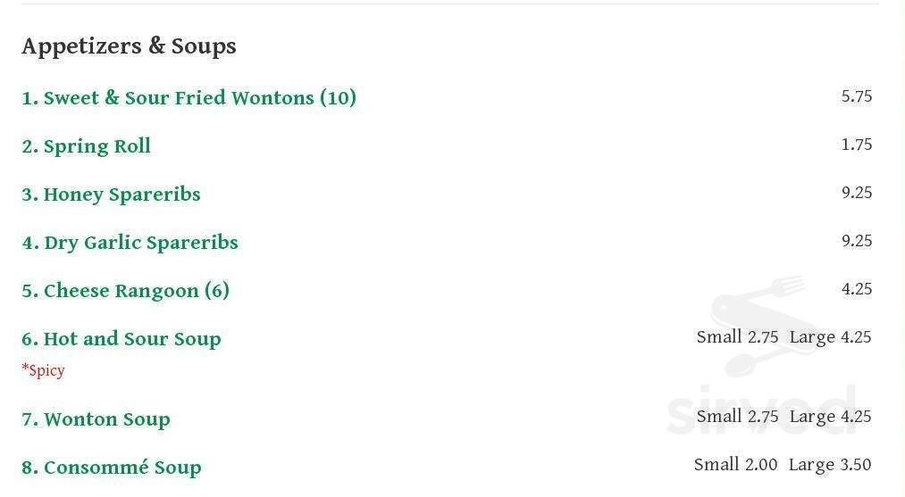 Le Chinois Express menus in Hamilton, Ontario, Canada