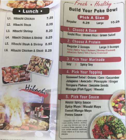 Menu for Ahi Hibachi and Poke in Athens, GA | Sirved