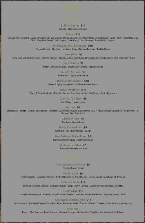 Barrel Junction menu in Allison Park, Pennsylvania, USA