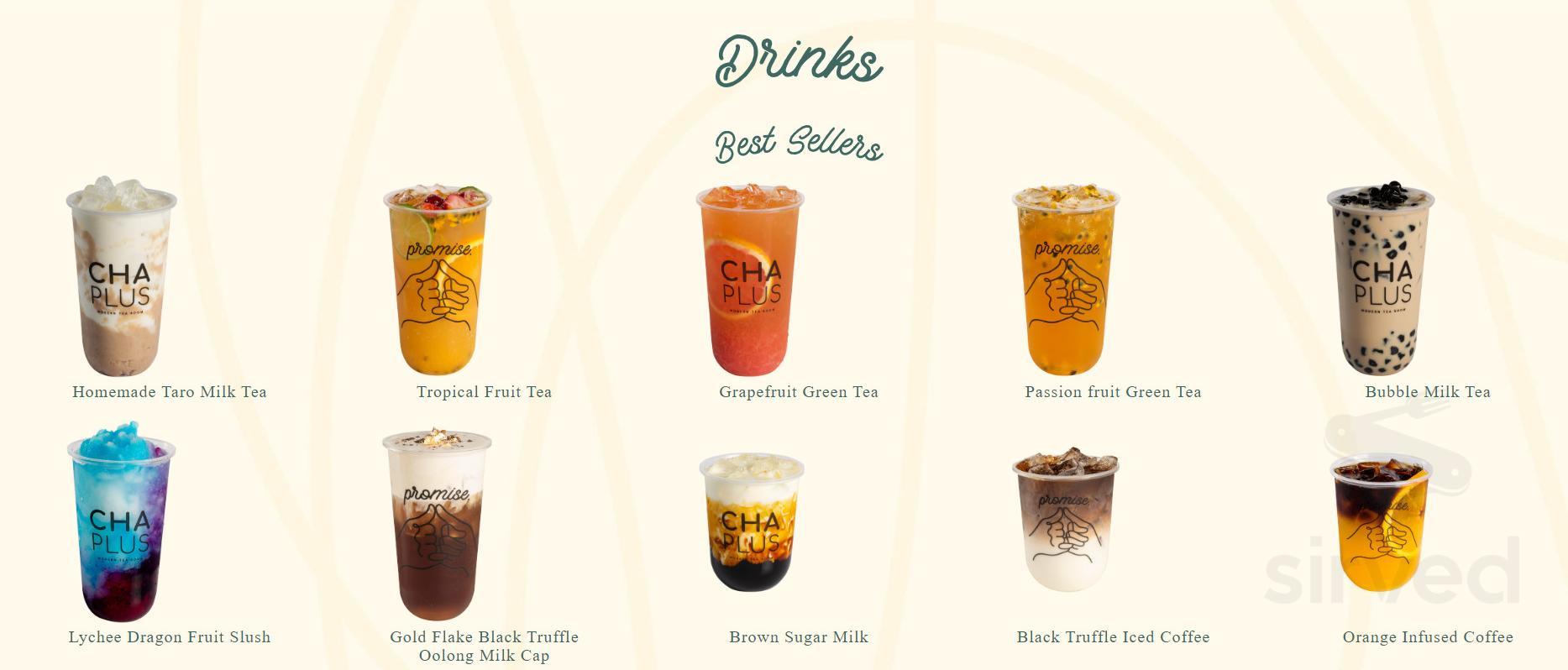 Chaplus Modern Tea Room menu in Anaheim, California, USA