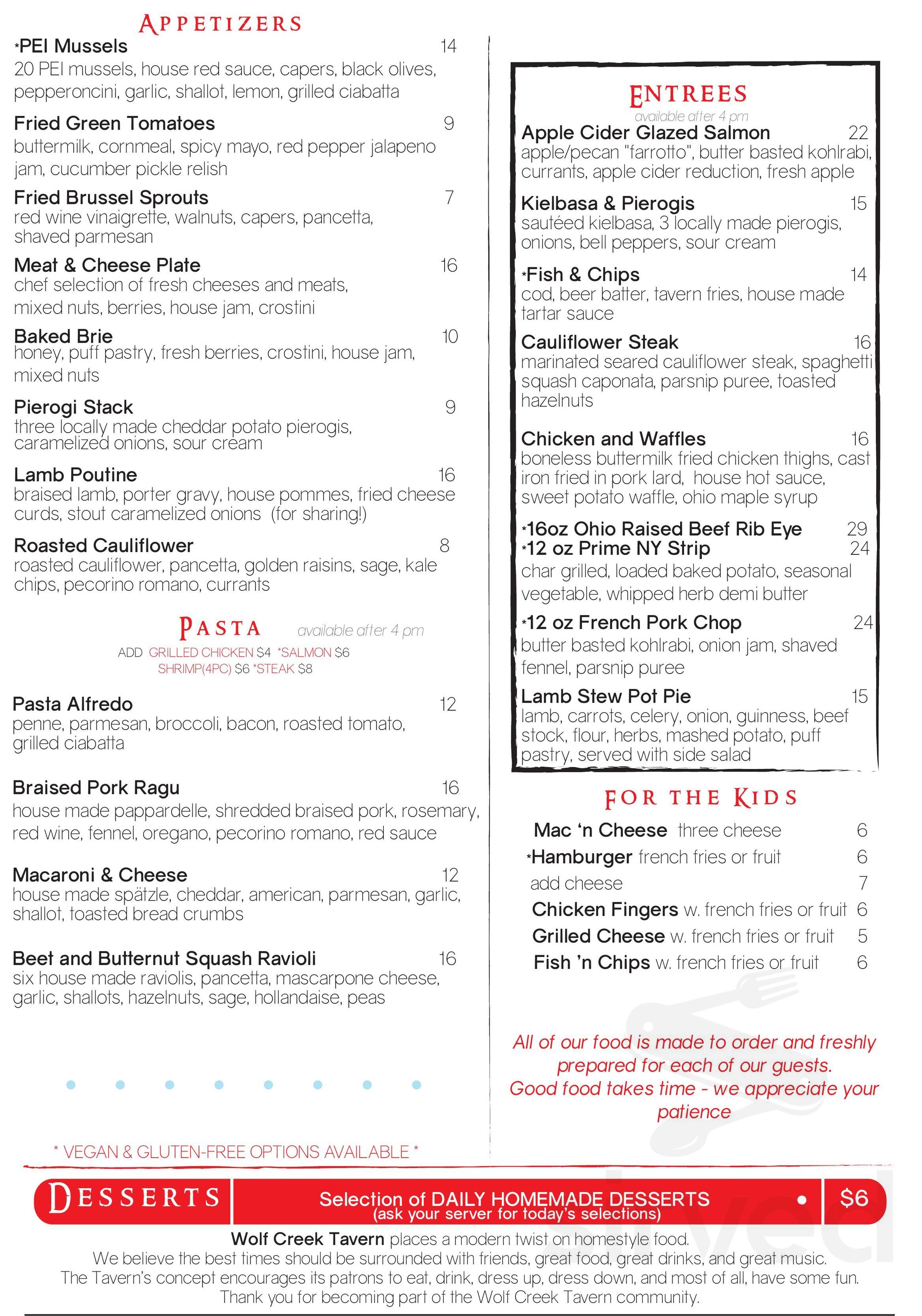 Wolf Creek Tavern menus in Norton, Ohio, United States