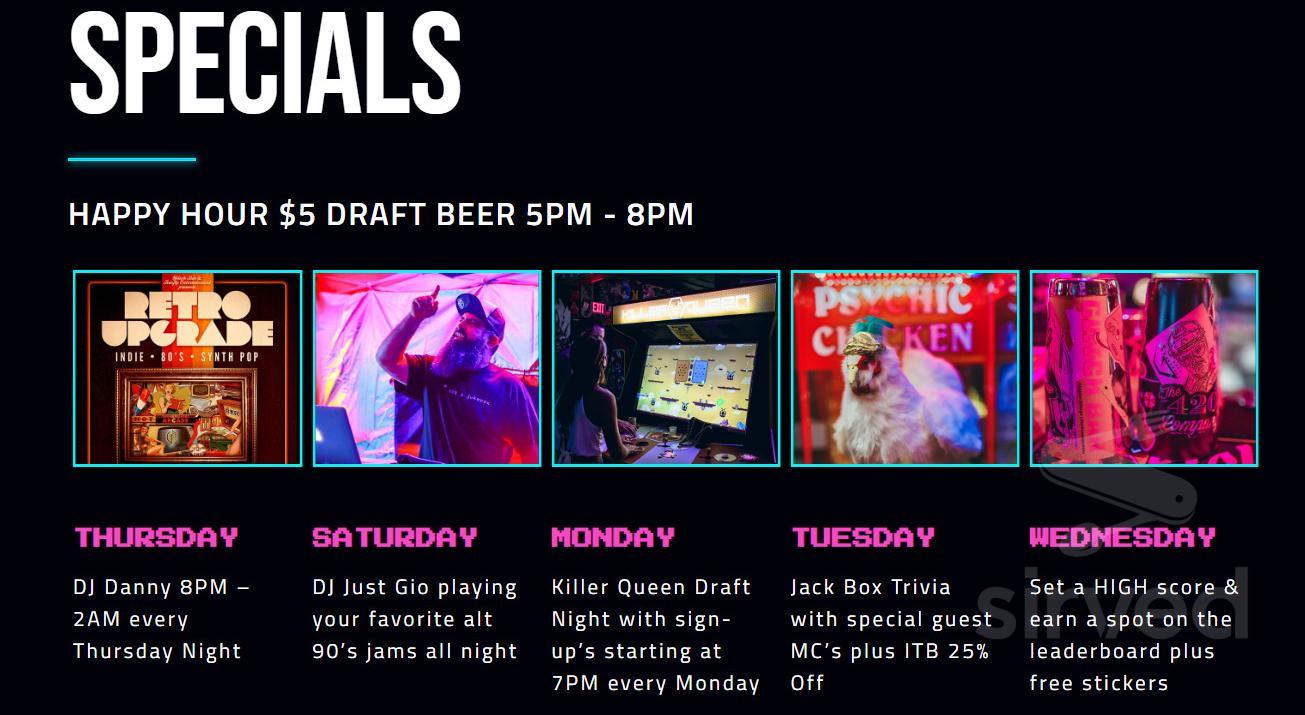 Glitch Bar menu in Fort Lauderdale, Florida, USA
