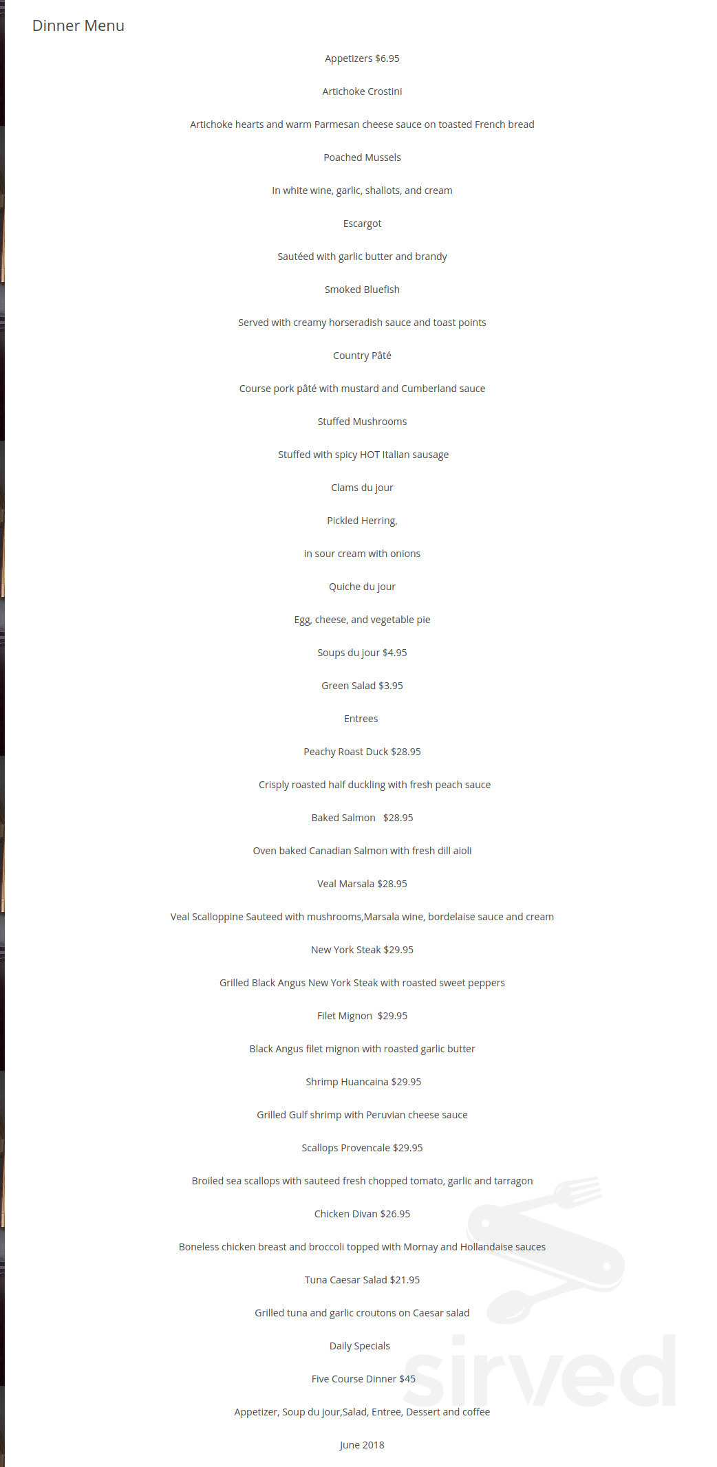 Bon Appetit Restaurant menu in Seaford, Delaware, USA