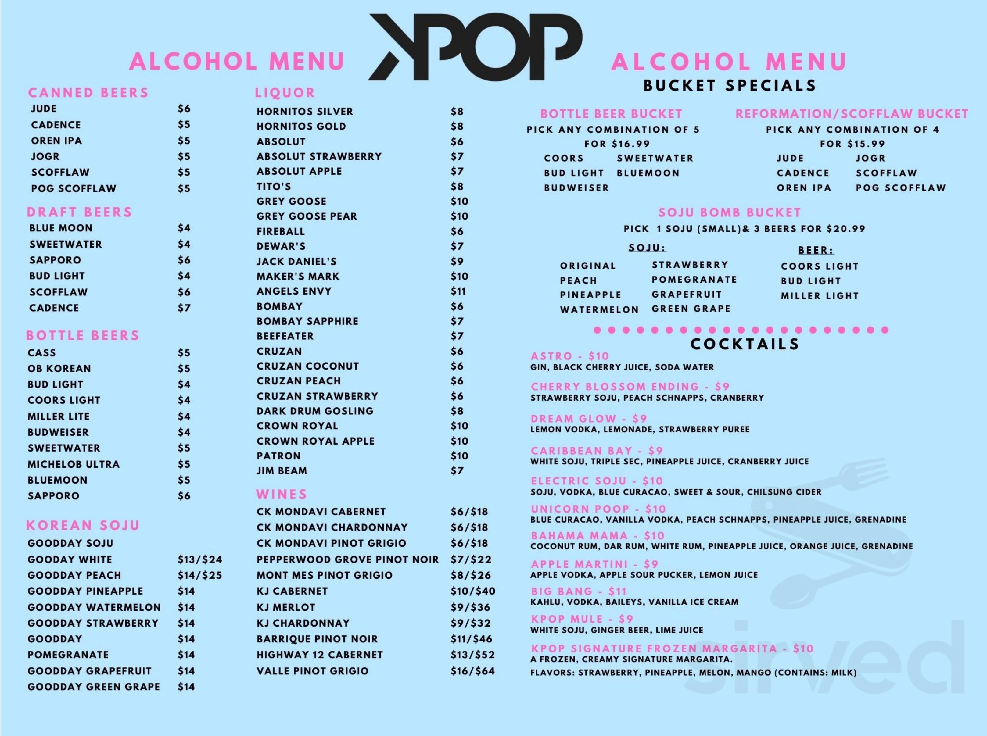 KPOP BBQ AND BAR menu in Doraville, Georgia, USA