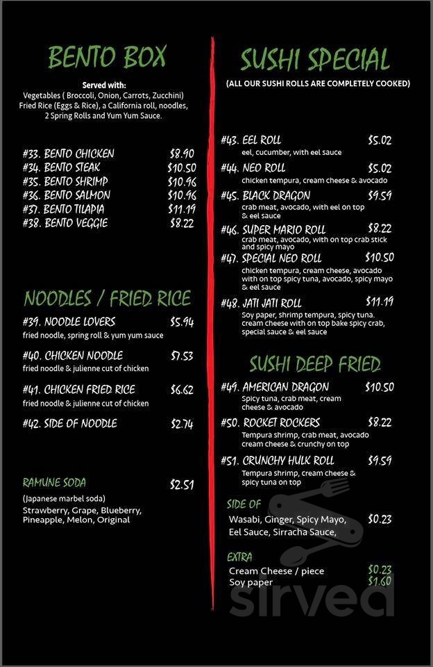 MOSA Hibachi & Sushi Japanese Express Miami menus in Miami, Oklahoma ...