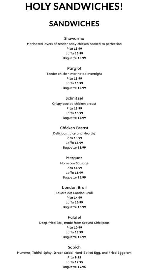 Holy Grill Food Truck menu in Los Angeles, California, USA