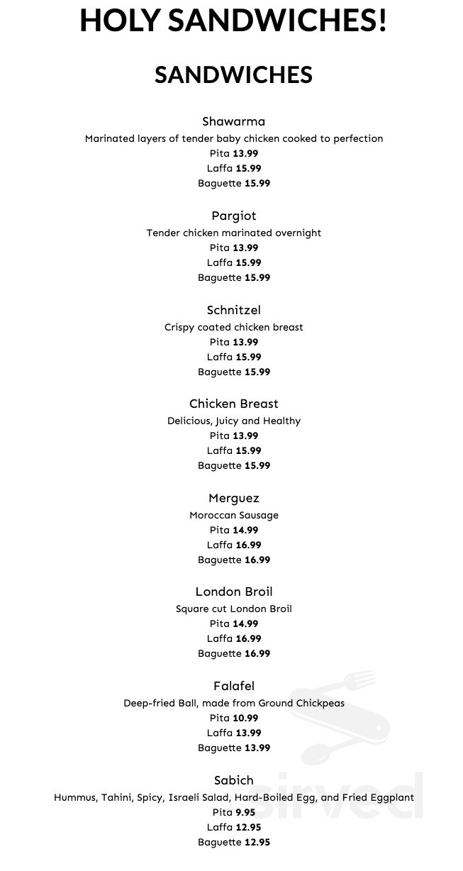 Holy Grill Food Truck menu in Los Angeles, California, USA