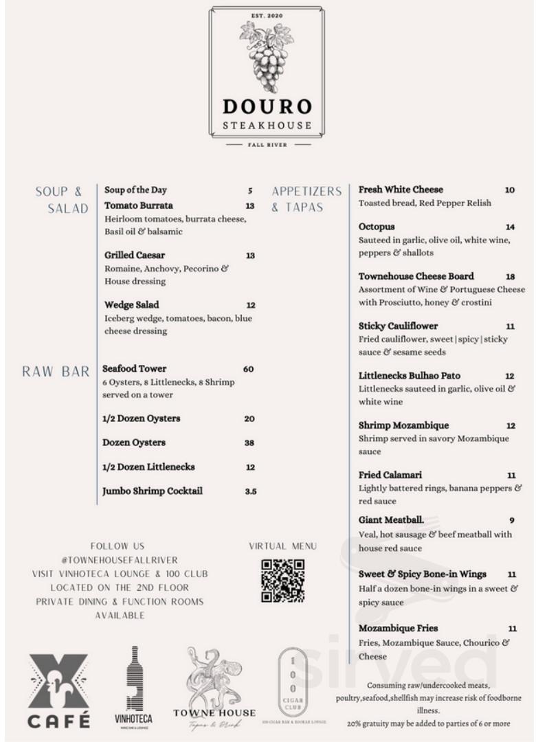 Menu - Fall River MA's Towne House Fall River / Douro Steakhouse | Sirved
