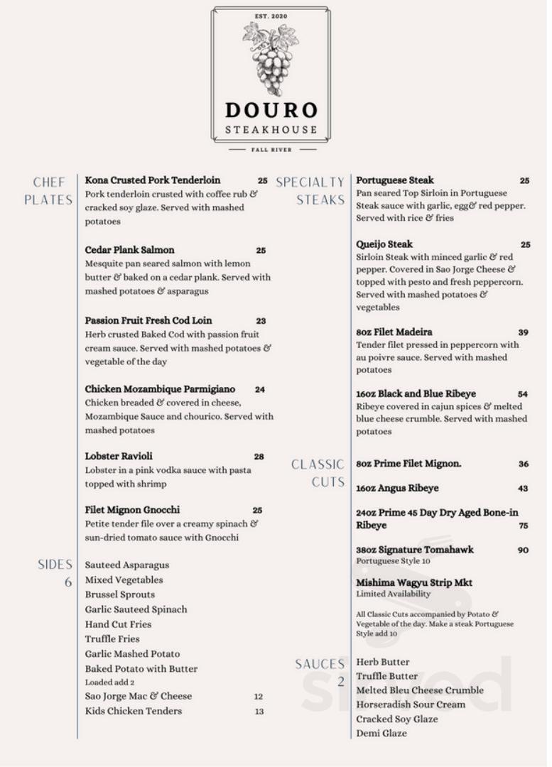 Menu - Fall River MA's Towne House Fall River / Douro Steakhouse | Sirved