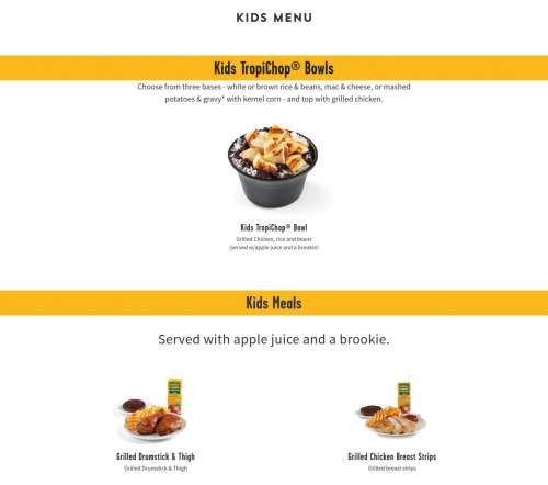 Pollo Tropical menu in Naperville, Illinois, USA