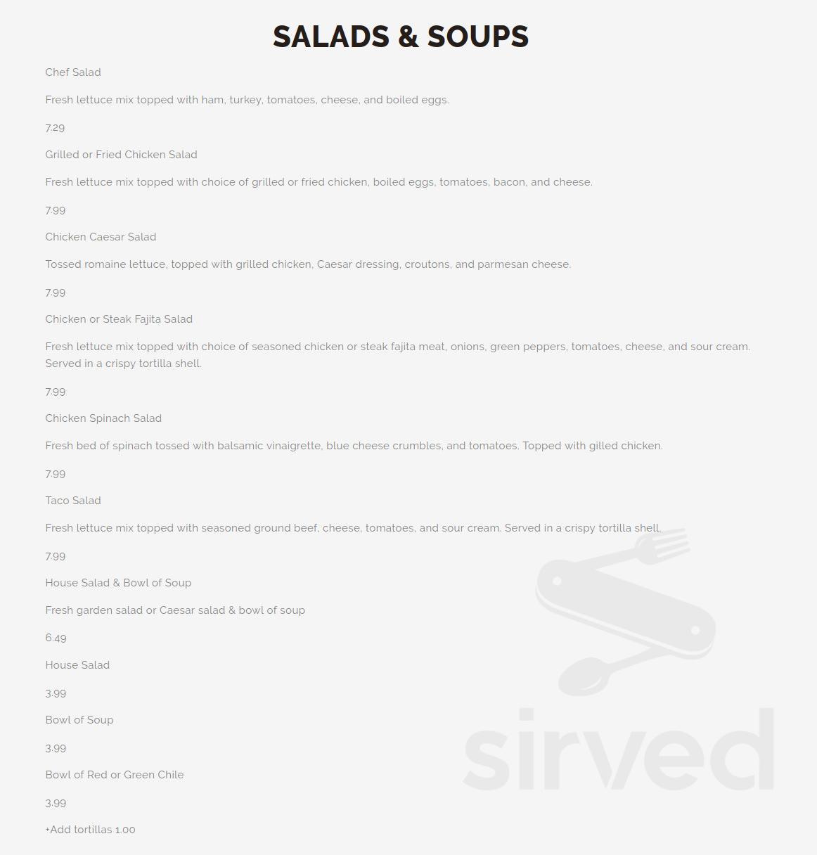 Omelets ETC menu in Peyton, Colorado, USA