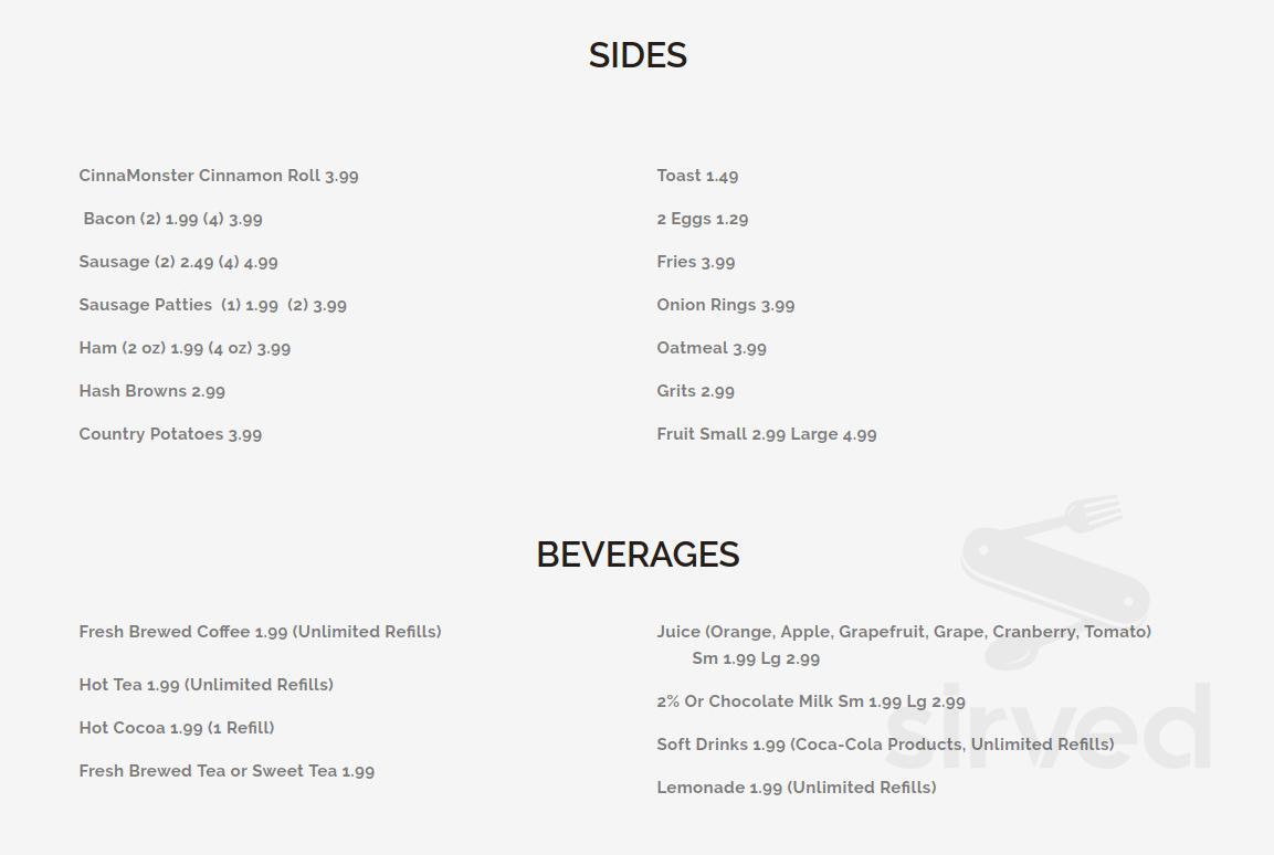 Omelets ETC menu in Peyton, Colorado, USA