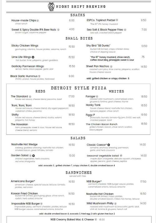Night Shift Brewing - Natick menu in Natick, Massachusetts, USA