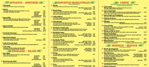 Menu for Casa Del Mar Mexican Bar & Grill in Munster, IN | Sirved
